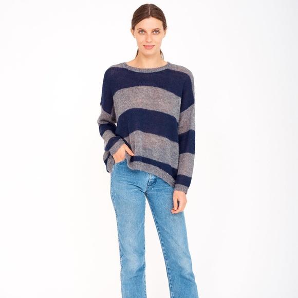 Sundry | Sweaters | Sundry Gray Striped Loose Knit Sweater | Poshmark